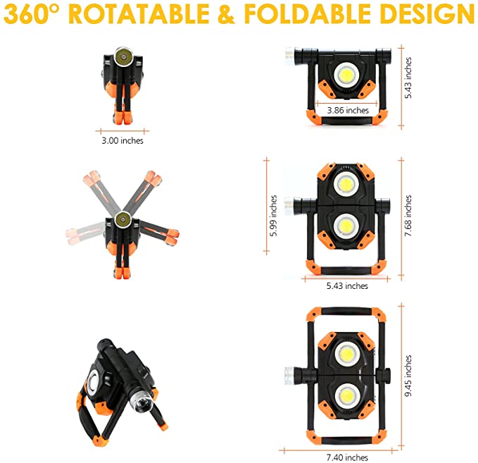 2500 LUMEN LED WORK LIGHT- RECHARGEABLE - Green Chem Laboratories